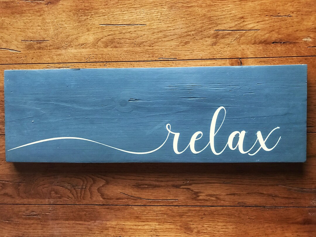 Relax Wooden Sign Rustic Sign Coastal Decor Farmhouse Decor Grey Sign ...