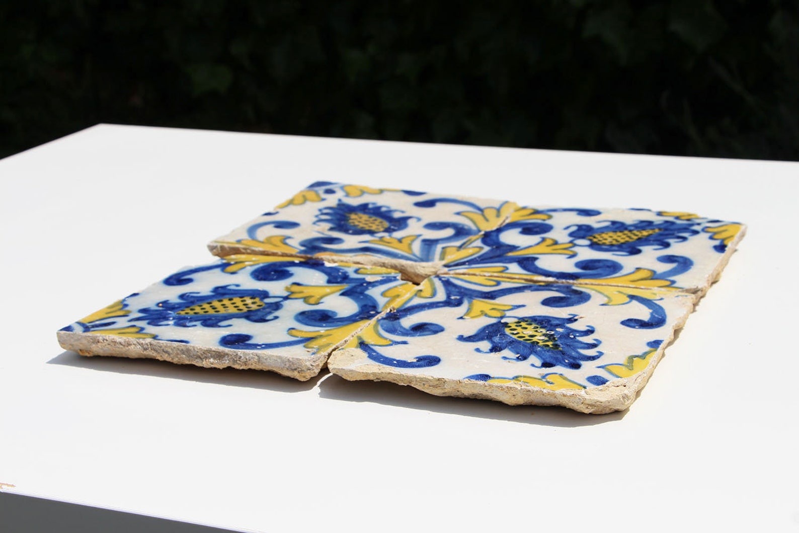 Set of 4 Cob of Corn Tiles, 17th Century, Portuguese Baroque, Tin ...