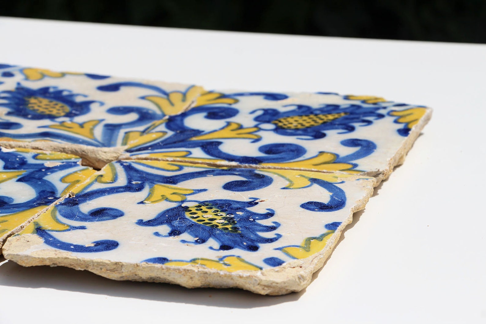 Set of 4 Cob of Corn Tiles, 17th Century, Portuguese Baroque, Tin ...