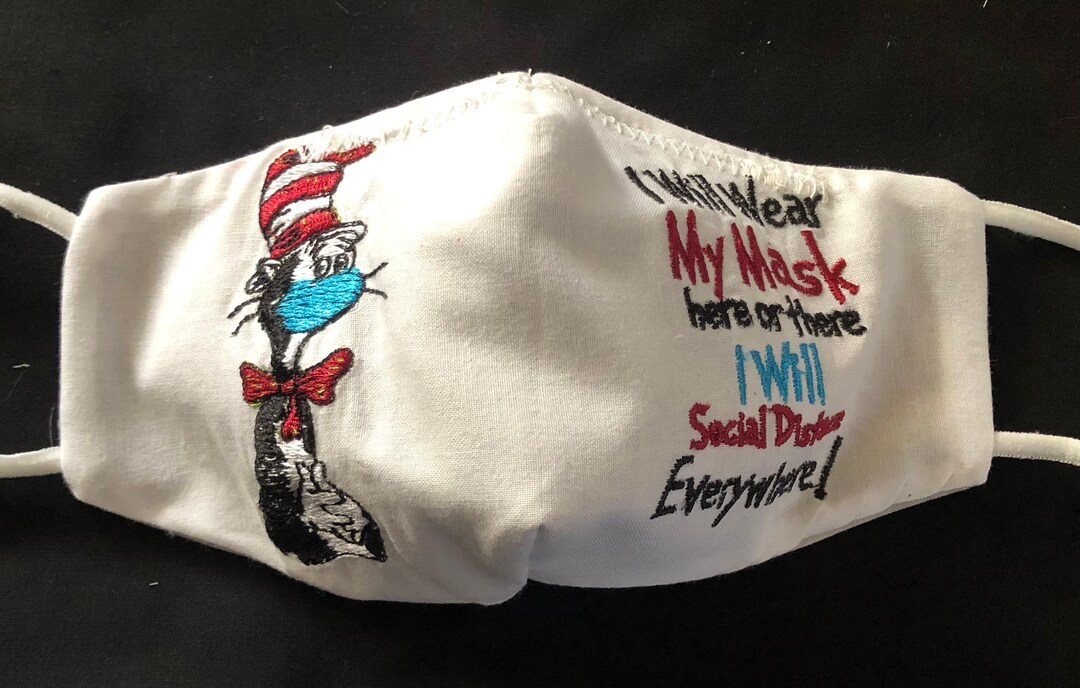Face Mask Cat in the Hat - Etsy