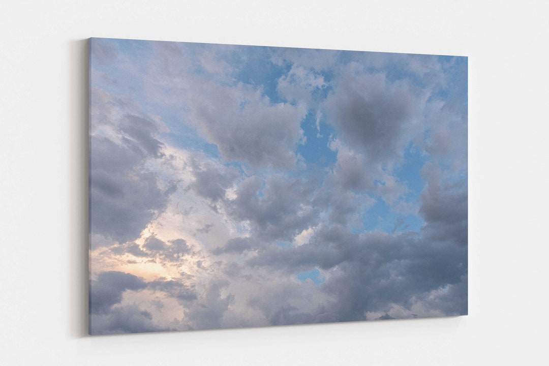 Blue Sky Clouds Canvas, Coastal Photography Print and Large Canvas Wall ...