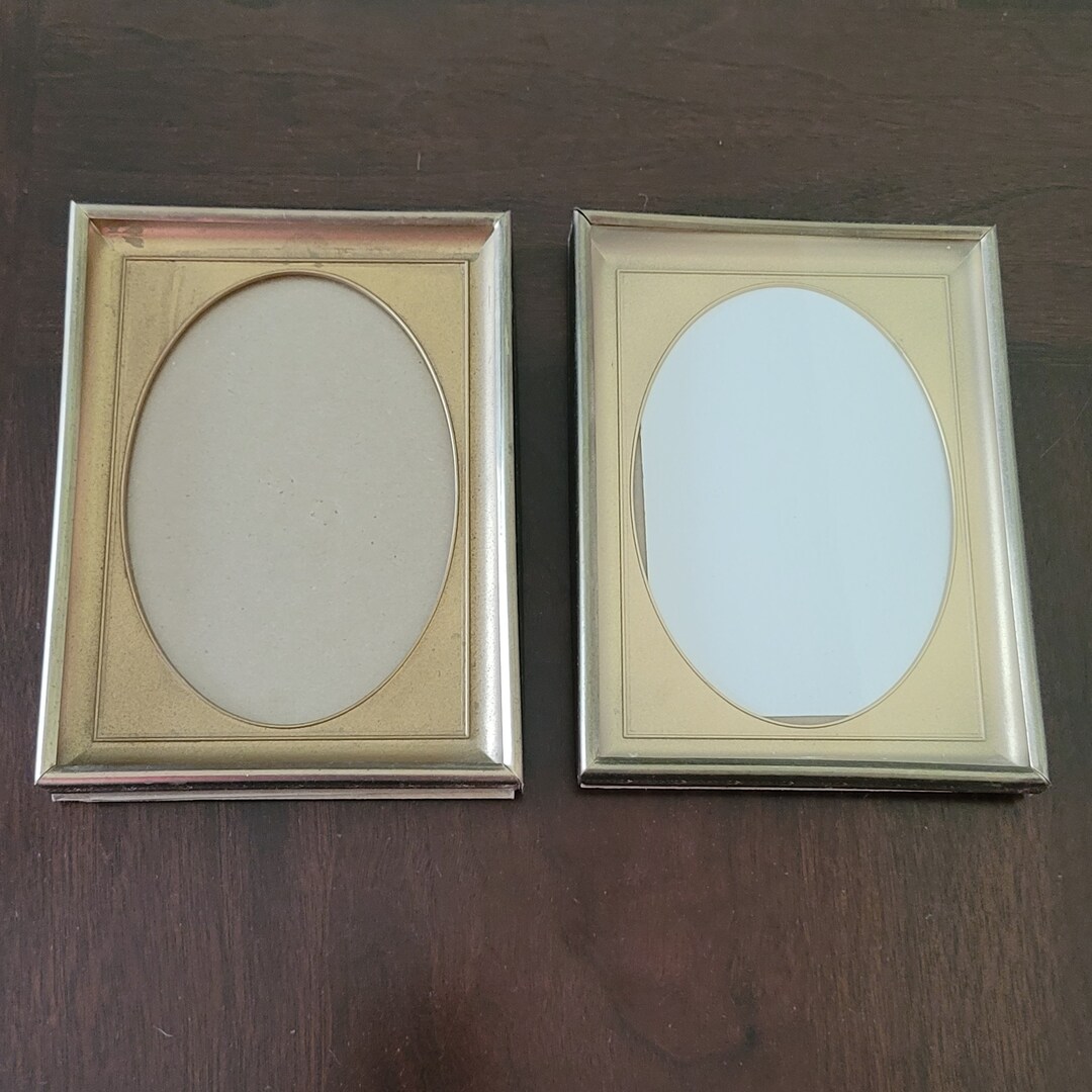 Vintage Brass Oval Mat Picture Frames With Glass Set of 2 Gold Metal ...