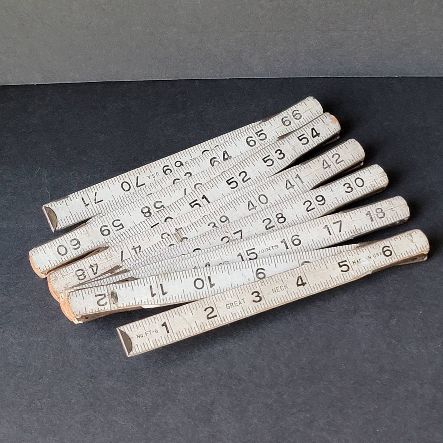 Vintage Wood Measuring Folding Tape Measure Contractors White - Etsy