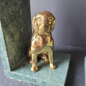 Vintage Brass and Marble Labrador Retriever Bookend Pair Heavy Dog ...