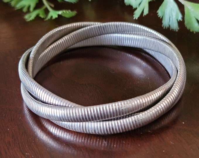 Vintage MCM Triple Twist Omega Snake Silver Stretch Chain Bangle ...