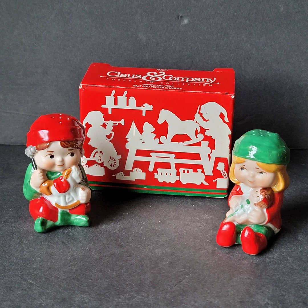 Vintage Avon Claus and Company Santa's Helpers Porcelain Salt & Pepper ...