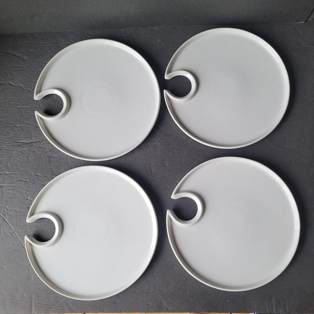 Pottery Barn Great White Ceramic Mingling 8" Appetizer Plate Set of 4 ...