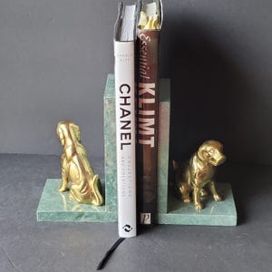 Vintage Brass and Marble Labrador Retriever Bookend Pair Heavy Dog ...