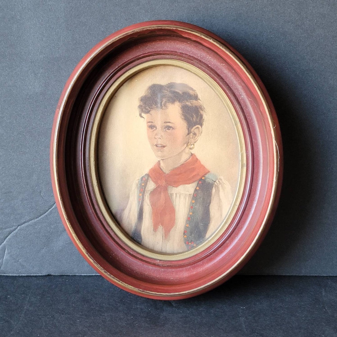Vintage Oval "chiko" Print by Anne Allaben Framed Edward Gross Co. 6" X ...