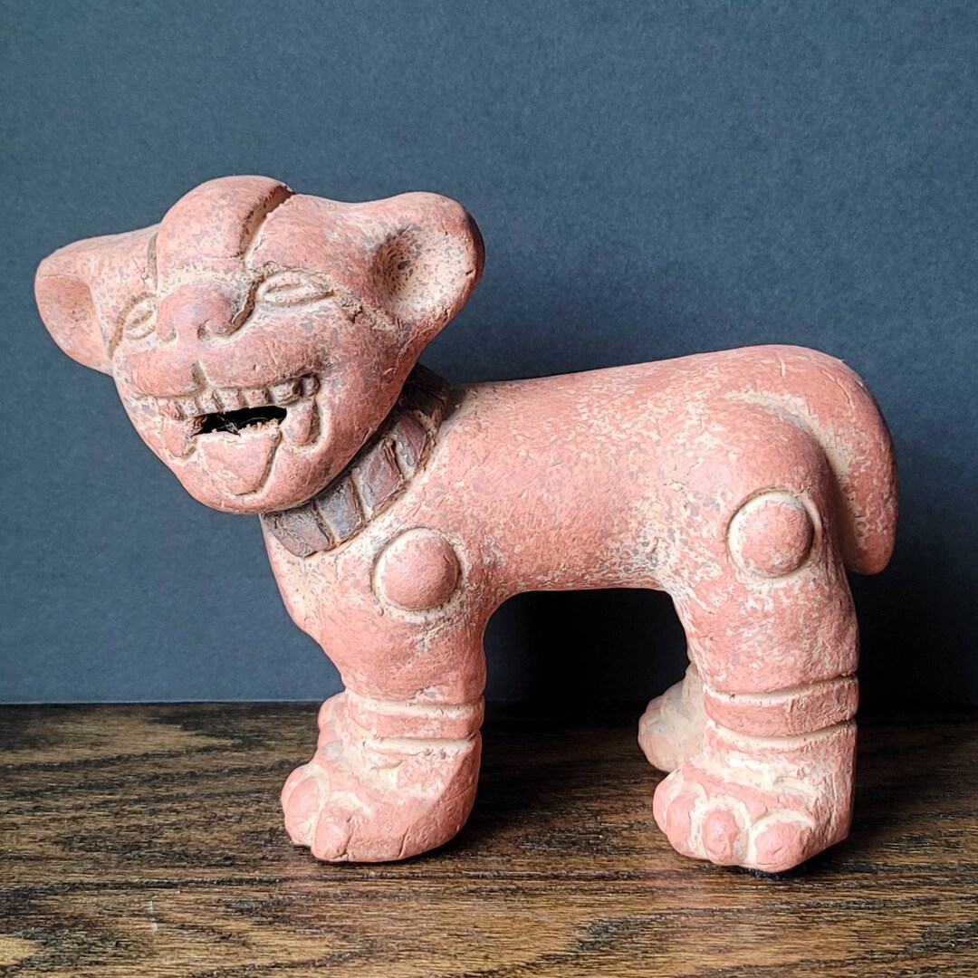 Vintage Pre-colombian Reproduction Statue Guardian Lion Mayan Aztec ...