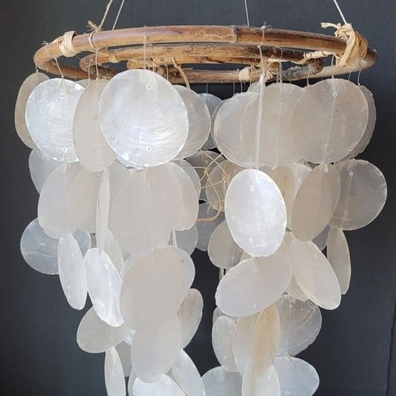Large Capiz Shell Chandelier Wind Chime Hanging Seashell - Etsy