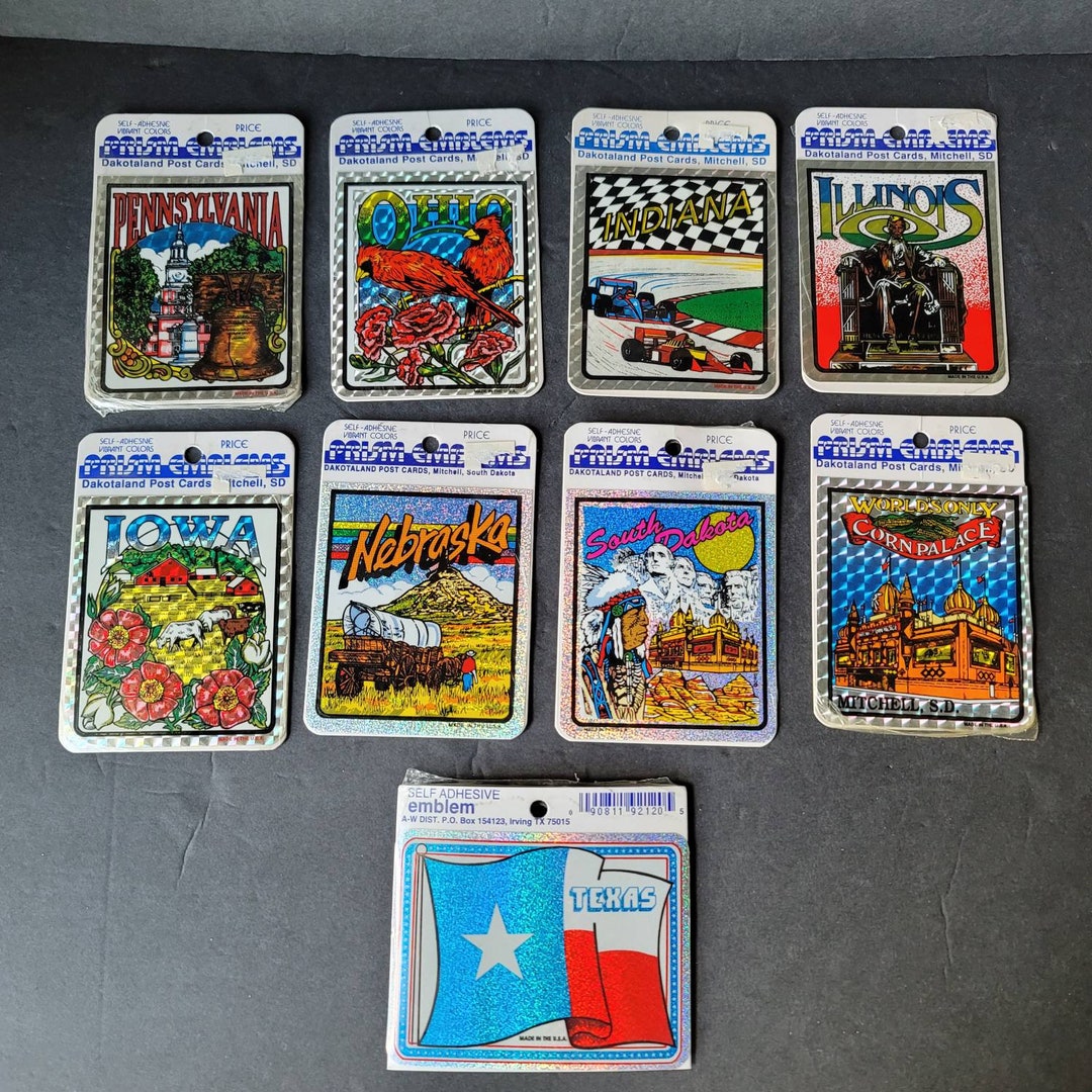 Vintage State Prism Emblem Sticker Lot of 9 Glitter Decal - Etsy