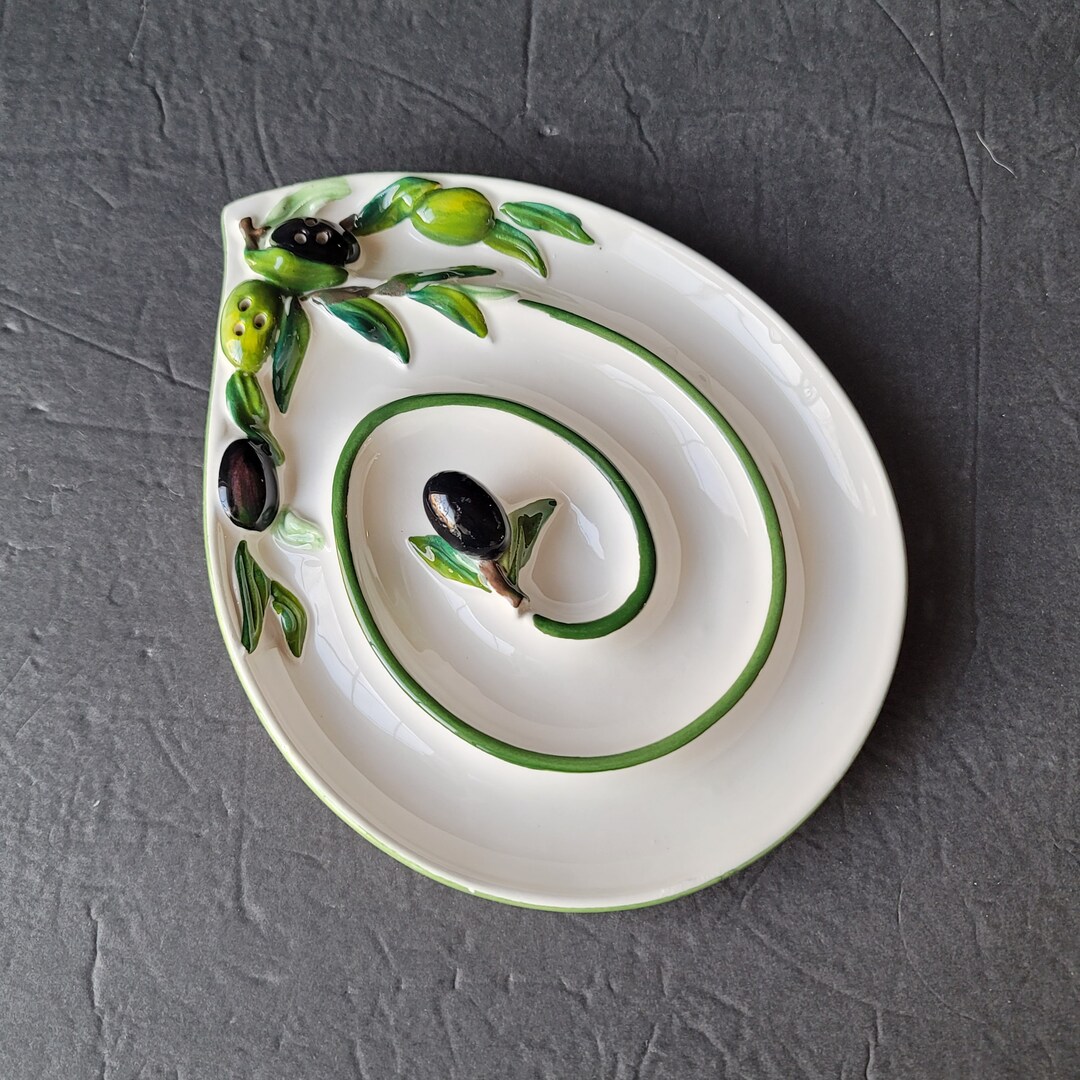 Hand-painted Ceramic Olive Dish With Pick Holes Dipinto A Mano Made in ...