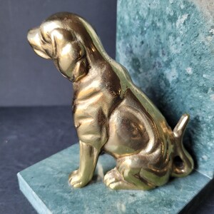 Vintage Brass and Marble Labrador Retriever Bookend Pair Heavy Dog ...