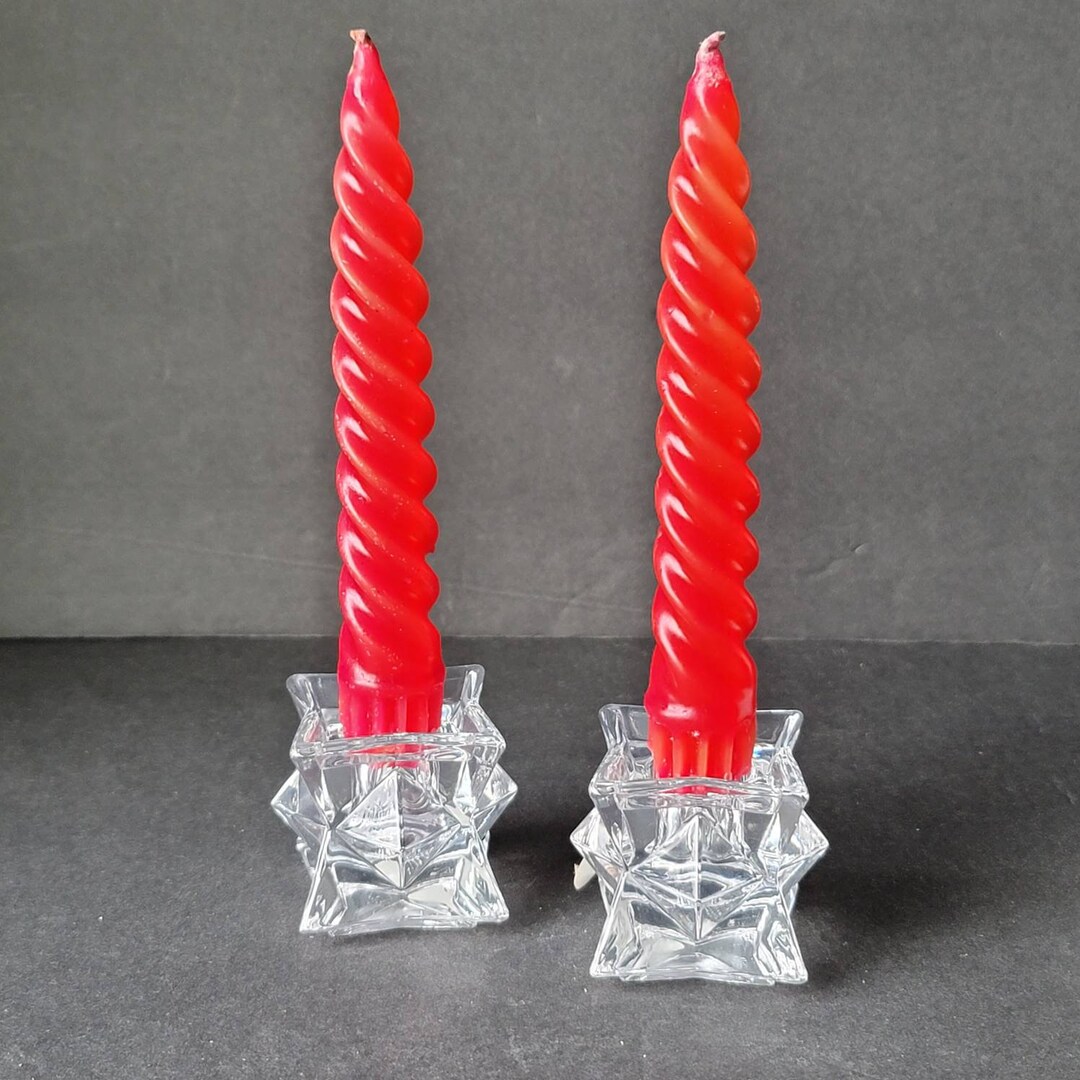 Michael C Fina Fifth Avenue Lead Crystal Star Shaped Candle Holder Set ...