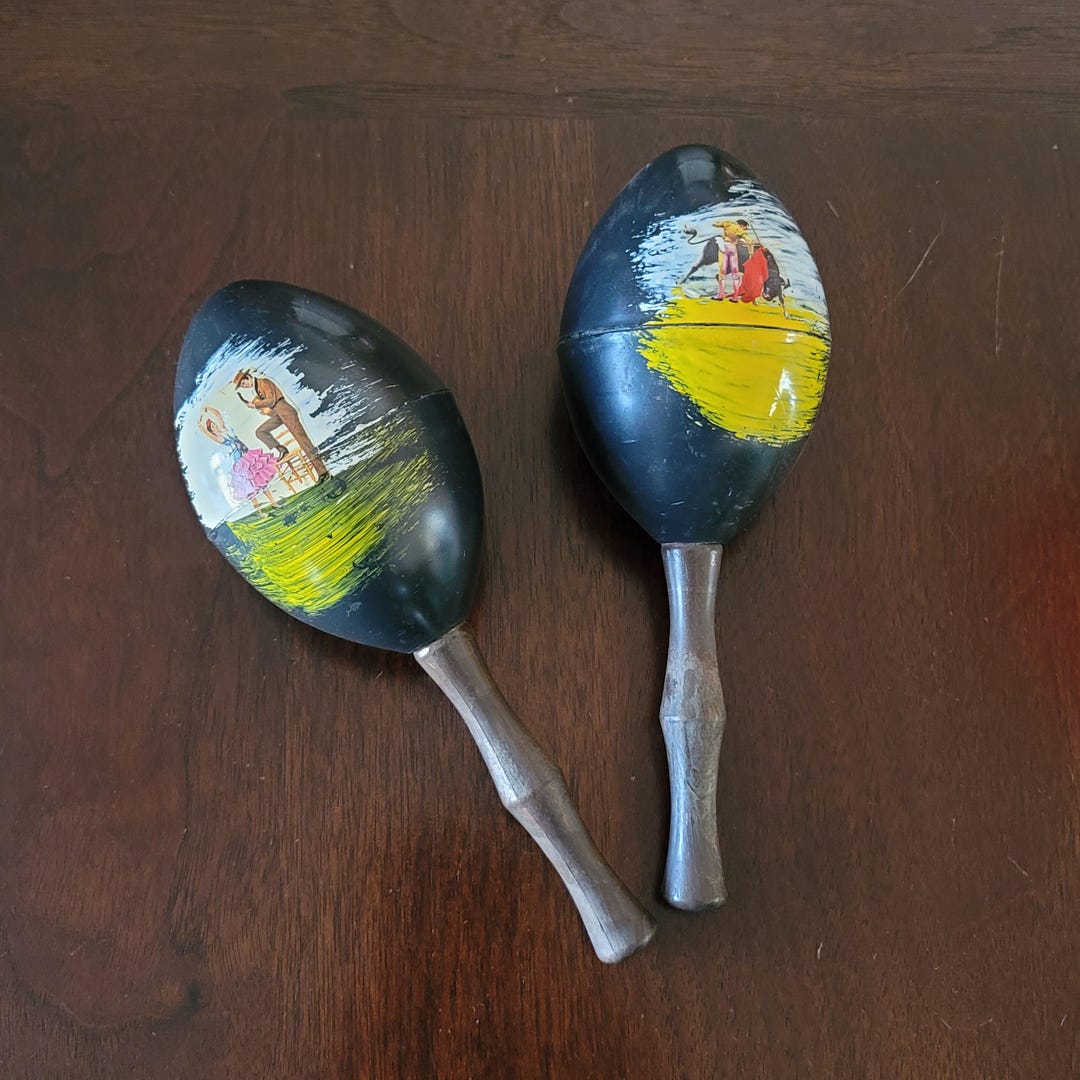 Vintage Hand Painted Spanish Maracas Souvenir Plastic Set of 2 - Etsy