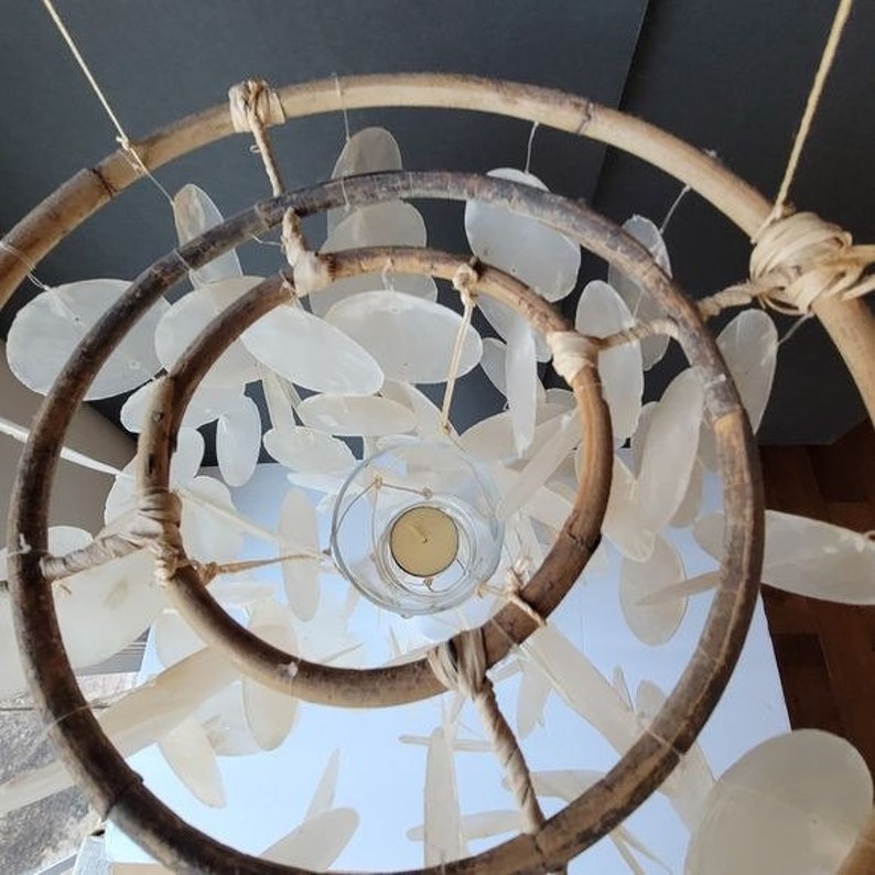 Large Capiz Shell Chandelier Wind Chime Hanging Seashell - Etsy