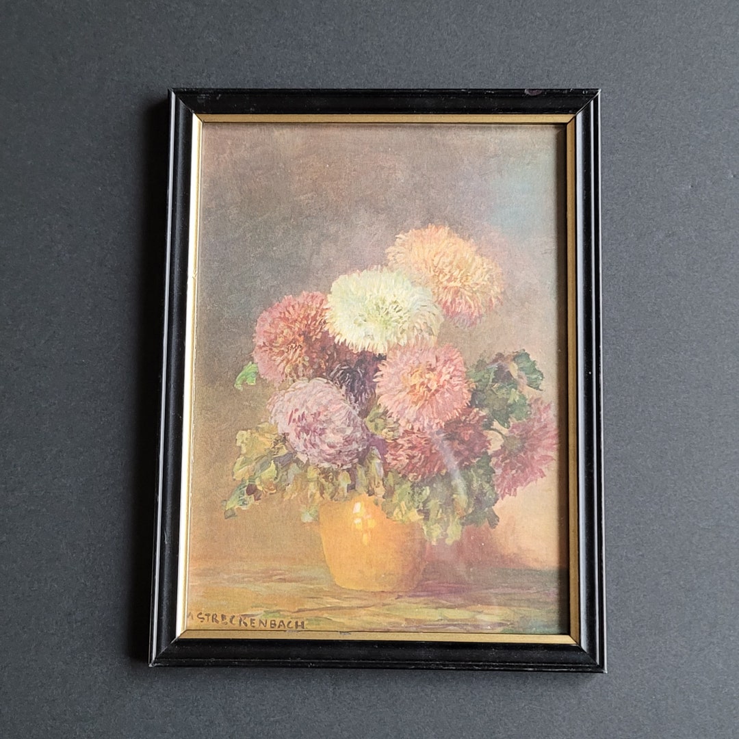 Vintage Framed Max Streckenbach Peonies Floral Botanical Print 1935 ...