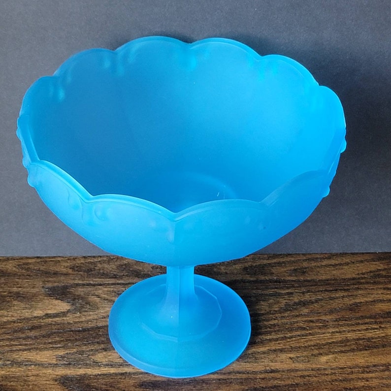 Vintage Indiana Glass Company Satin Mist Blue Compote Pedestal - Etsy
