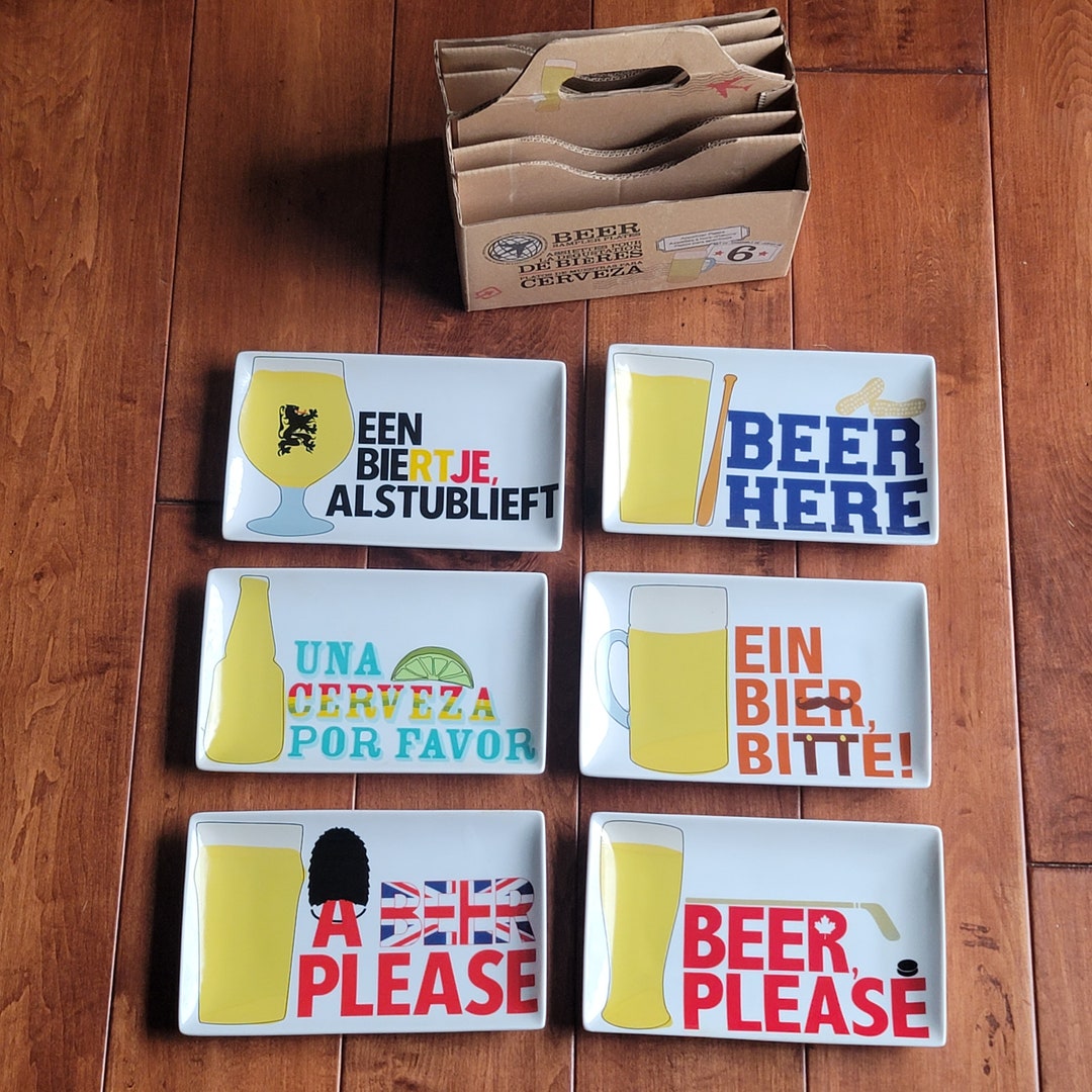 Beer Sampler Plate Crate & Barrel Set of 6 Appetizer Dessert Salad ...