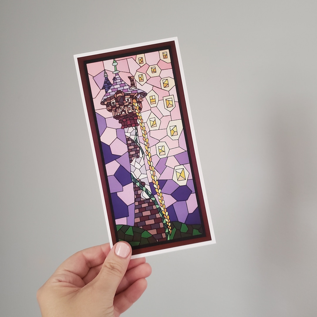 Rapunzel's Tower Stained Glass Window Mini Print | Tangled Themed Vinyl ...