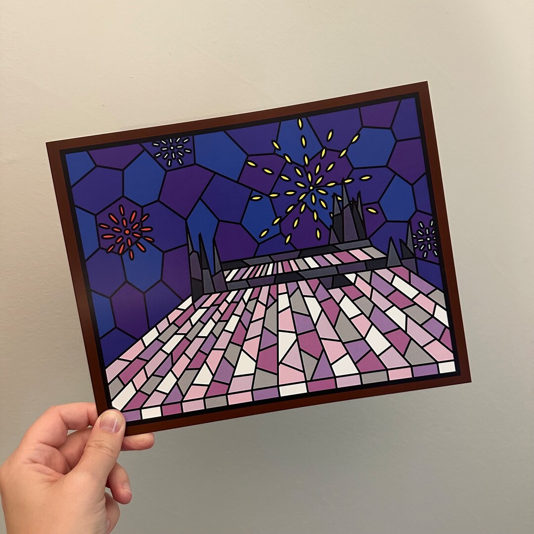 Space Themed Stained Glass Window Print - Etsy