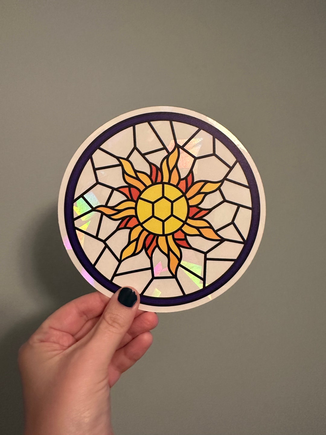 Rapunzel Sun Stained Glass Window Sun Catcher Sticker | Rainbow Sun ...