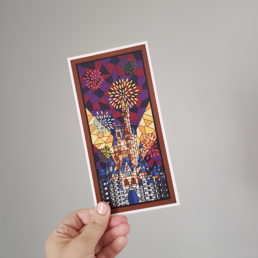 Cinderella's Castle Themed Stained Glass Window Mini Print | 4x8 Inch ...