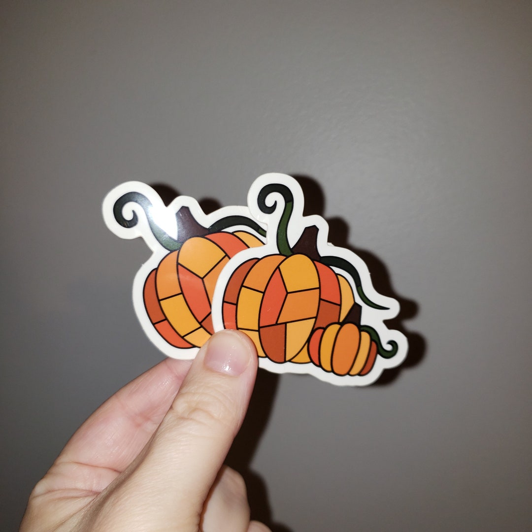 Pumpkin Stained Glass Themed Sticker Fall Aesthetic Pumpkin Stickers ...