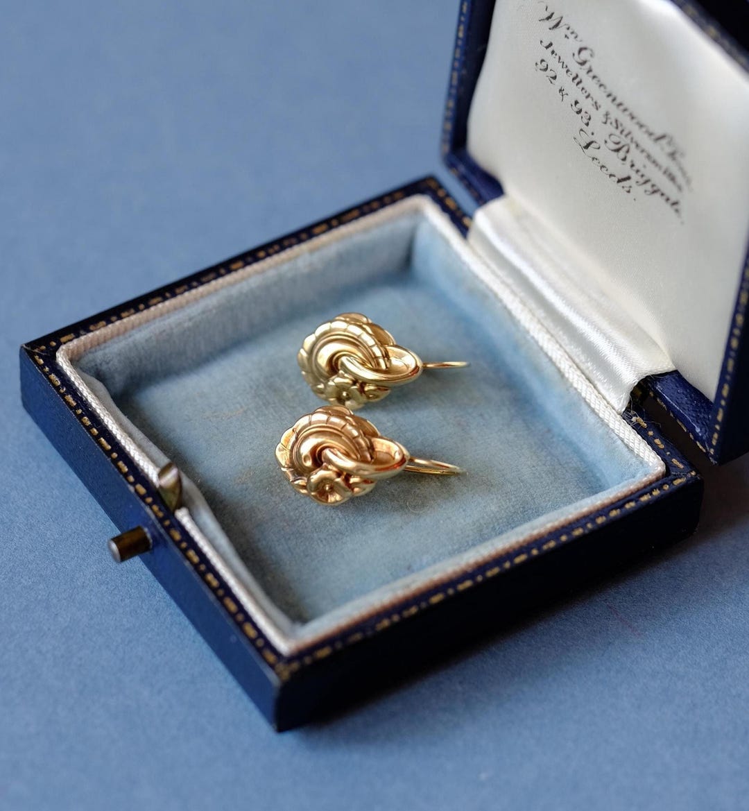 Antique (c. 1880s) 8ct (marked 333) Gold Knot Design Earrings With ...