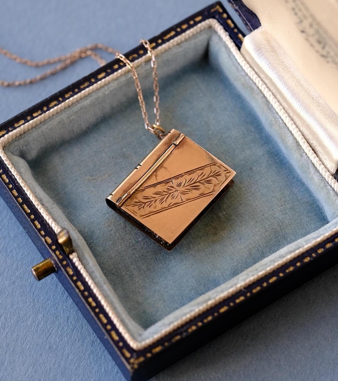 Antique Book Locket: Rose Gold Floral Engravings With Gold-plated ...