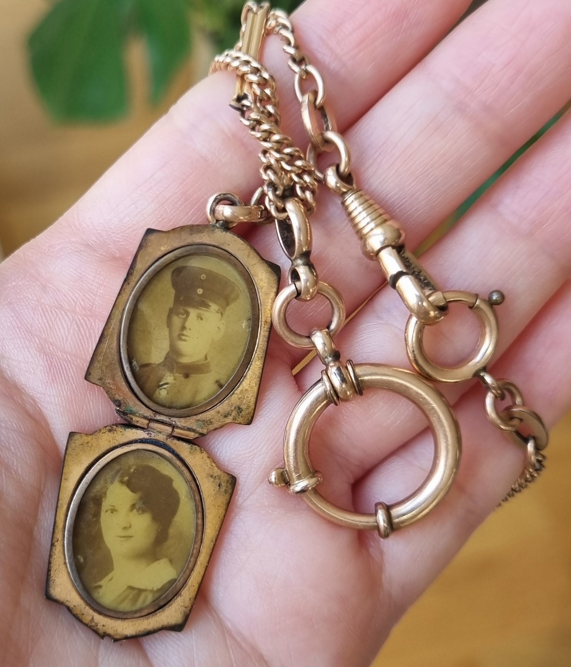 Antique Edwardian Double Albert Watch Chain W/H Photo Fob - Etsy