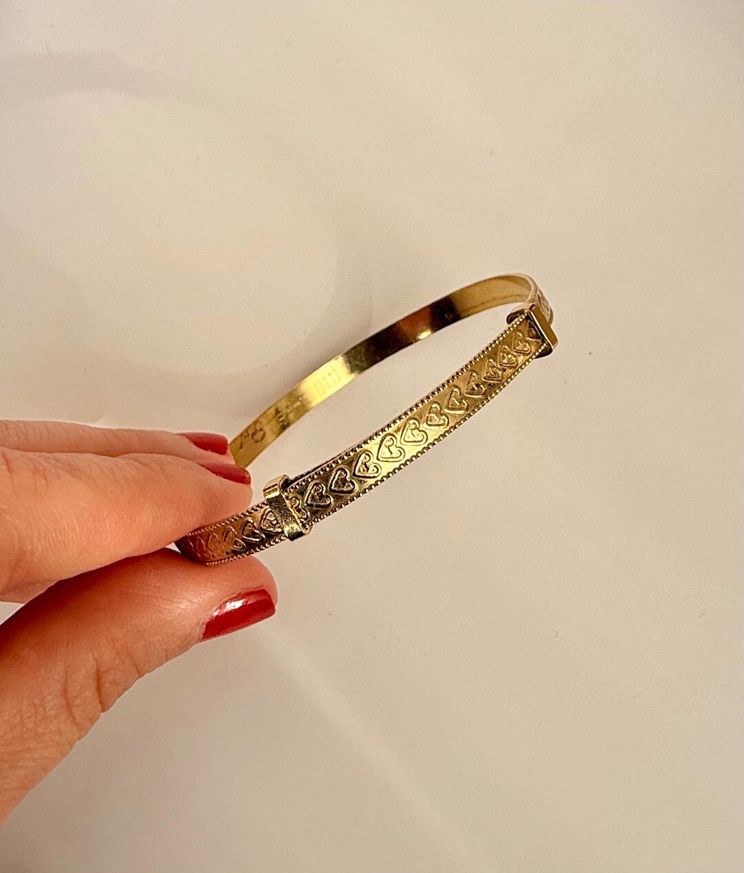 Vintage 9ct Rolled Gold Expanding Bangle Bracelet With Engraved Heart ...