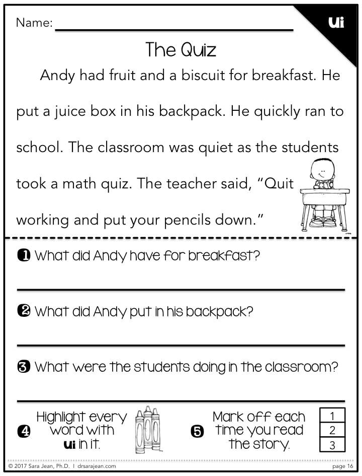 Phonics Fluency Reading Comprehension Passages and Questions ...