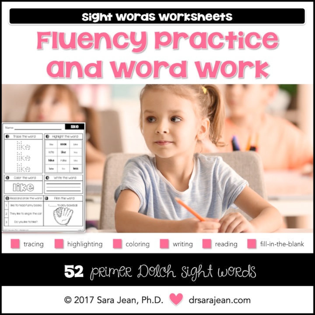 Primer Sight Words Worksheets: Fluency Practice and Word Work - Etsy