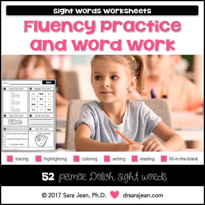 Primer Sight Words Worksheets: Fluency Practice and Word Work - Etsy