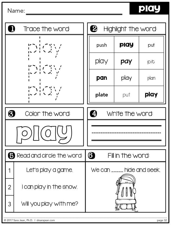 Pre-primer Sight Words Worksheets: Fluency Practice and Word Work - Etsy
