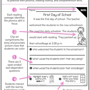 Phonics Fluency Reading Comprehension Passages and Questions ...