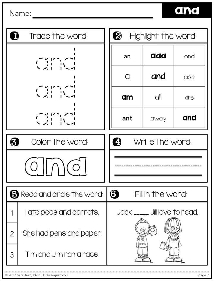 Pre-primer Sight Words Worksheets: Fluency Practice and Word Work - Etsy