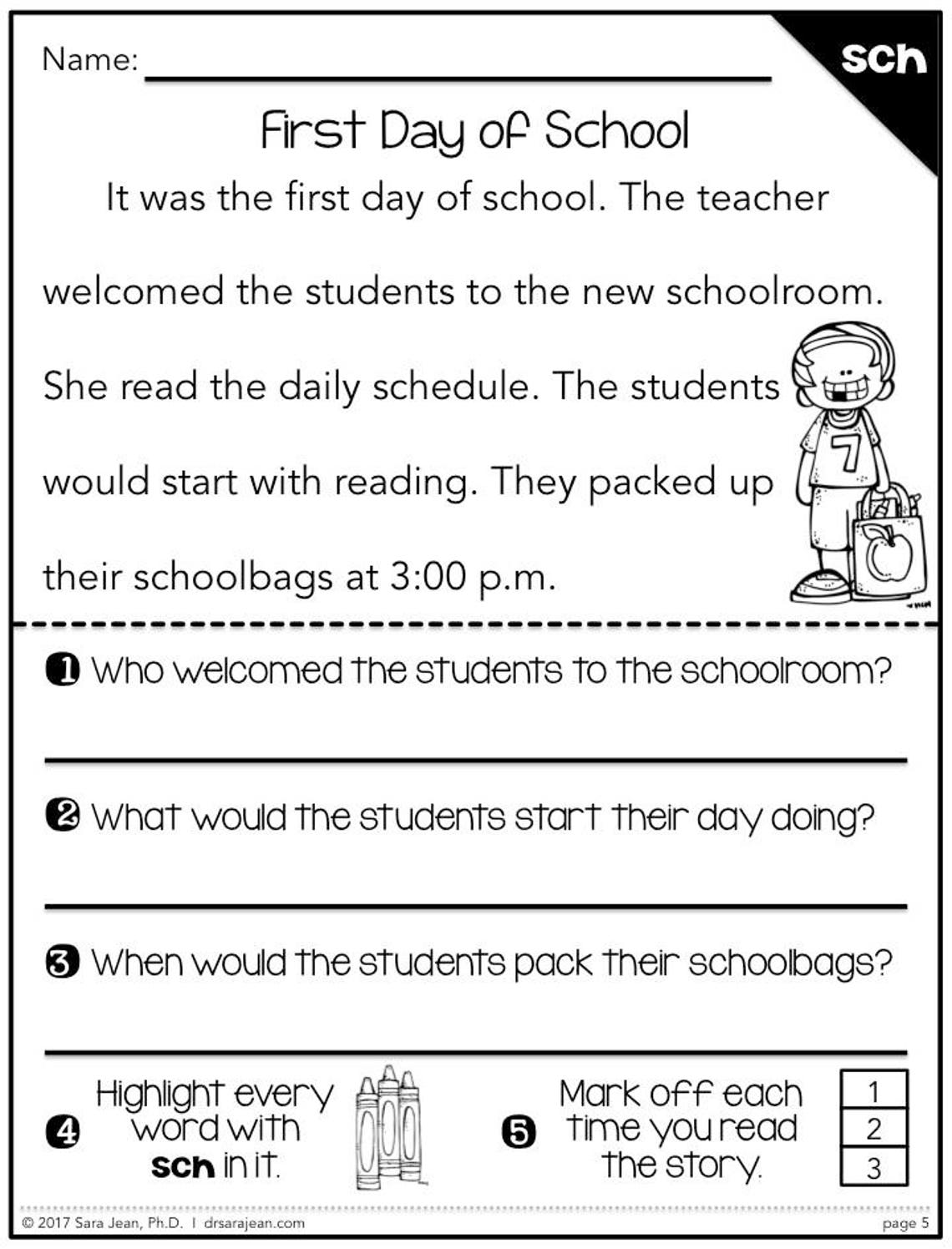 Phonics Fluency Reading Comprehension Passages and Questions ...