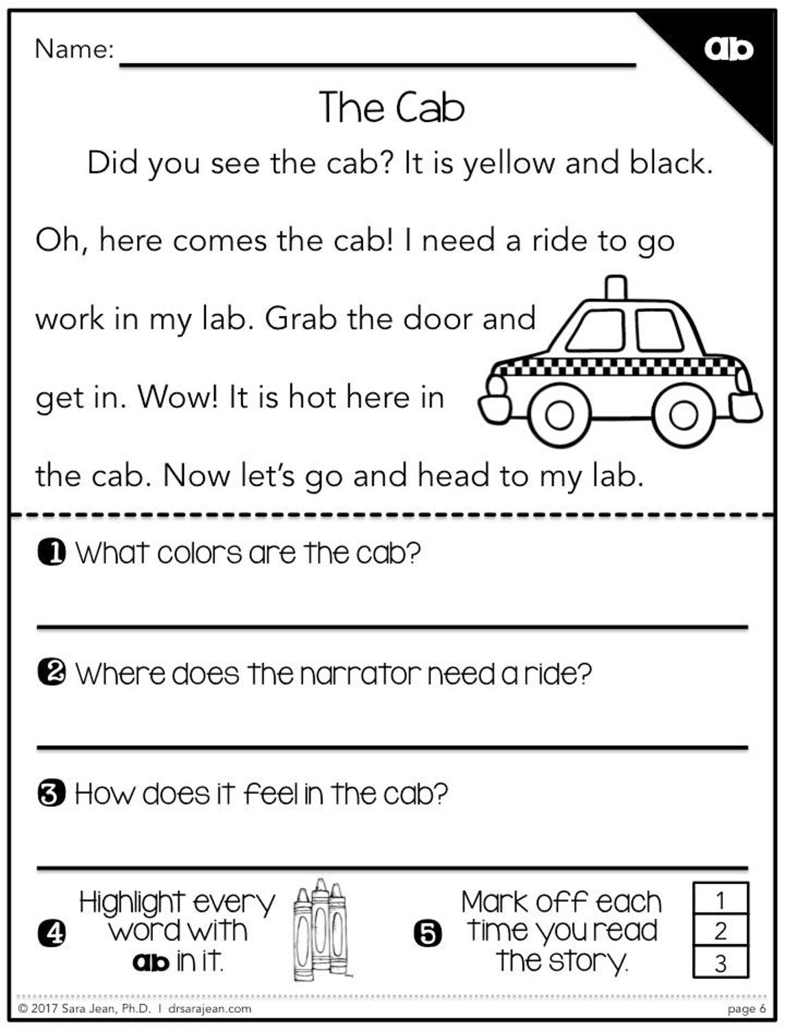Phonics Fluency Reading Comprehension Passages and Questions • short ...