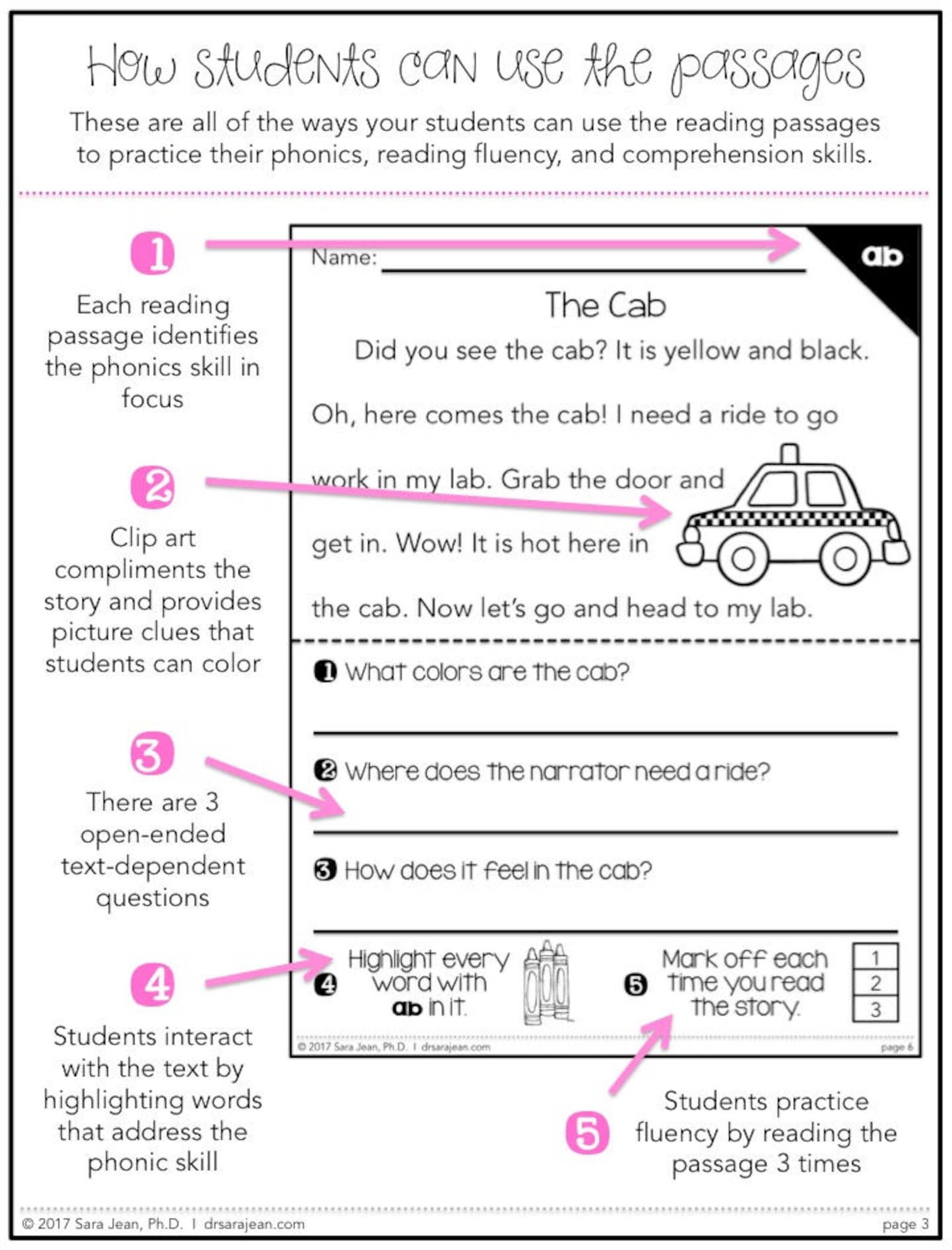 Phonics Fluency Reading Comprehension Passages and Questions • short ...