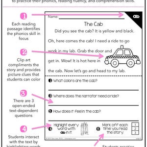 Phonics Fluency Reading Comprehension Passages and Questions • short ...