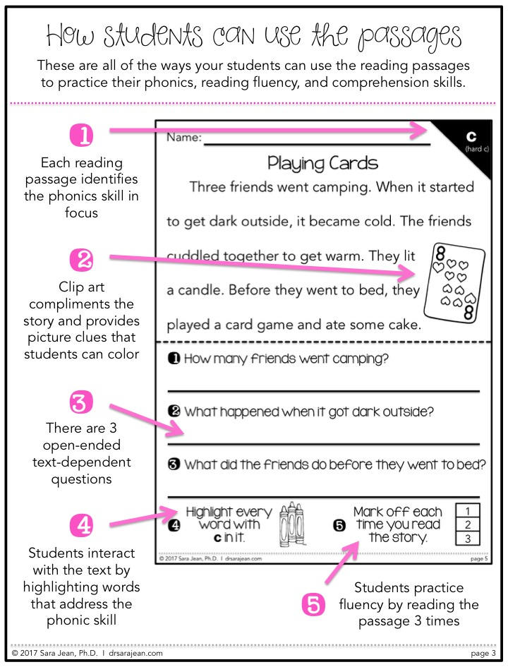 Phonics Fluency Reading Comprehension Passages and Questions • Hard ...