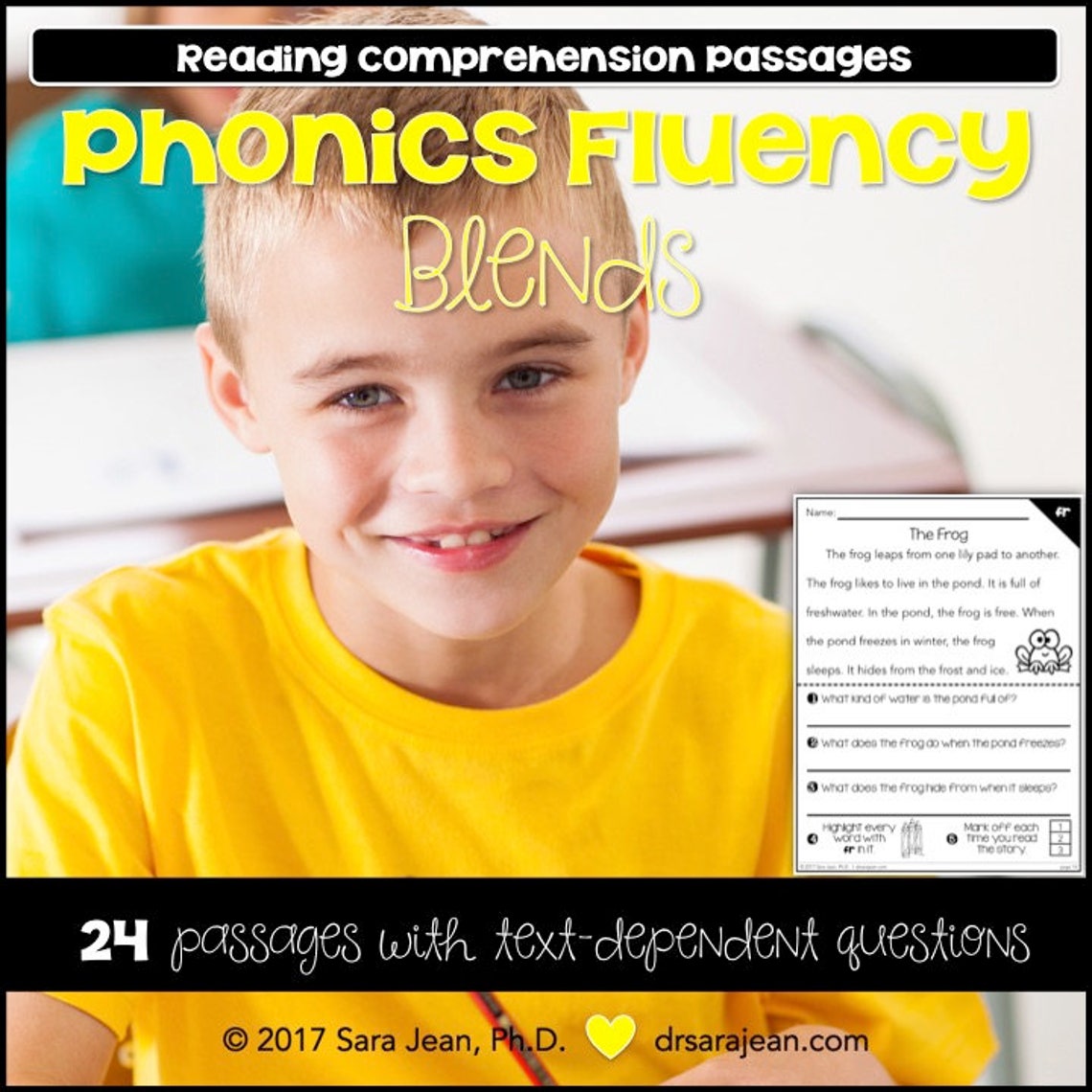 Phonics Fluency Reading Comprehension Passages and Questions • Blends ...