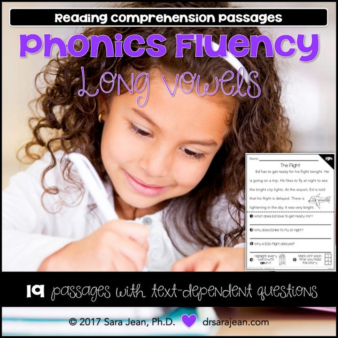 Phonics Fluency Reading Comprehension Passages and Questions • Long ...