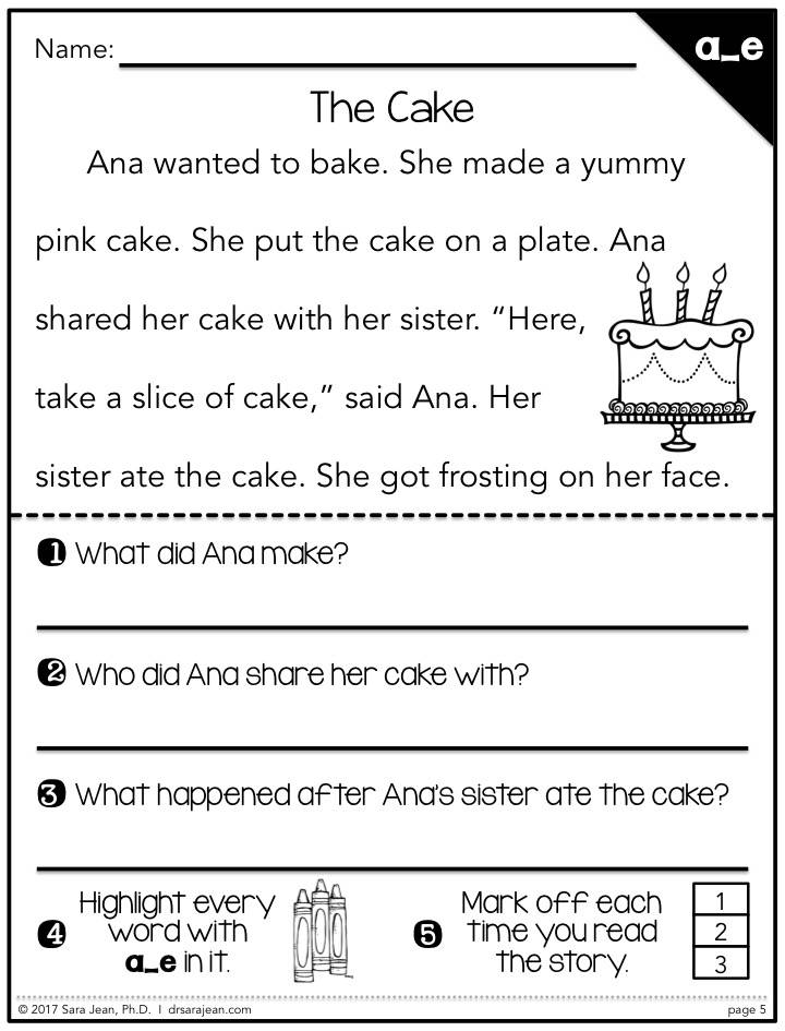 Phonics Fluency Reading Comprehension Passages and Questions • Long ...