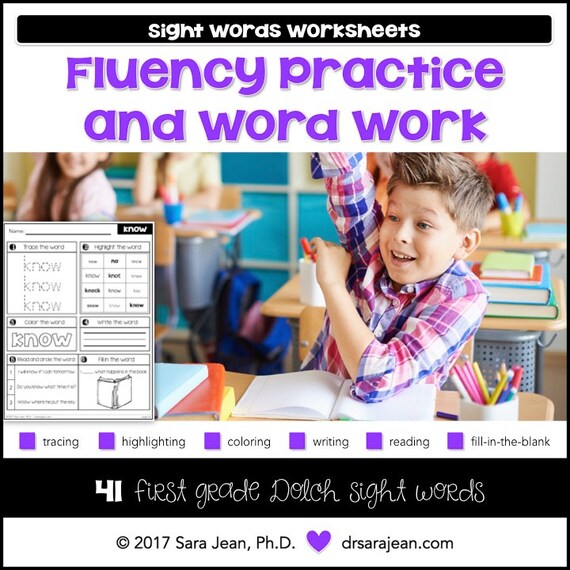 First Grade Sight Words Worksheets: Fluency Practice and Word - Etsy