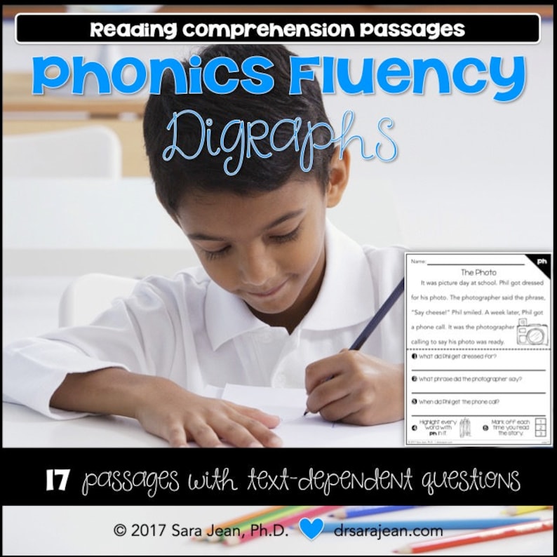 Phonics Fluency Reading Comprehension Passages and Questions • Digraphs ...