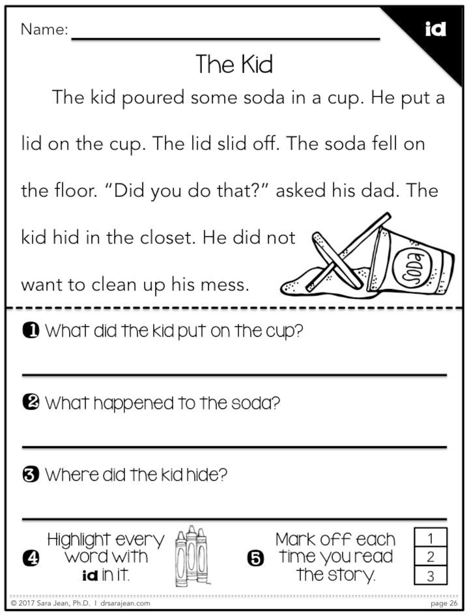 Phonics Fluency Reading Comprehension Passages and Questions • short ...